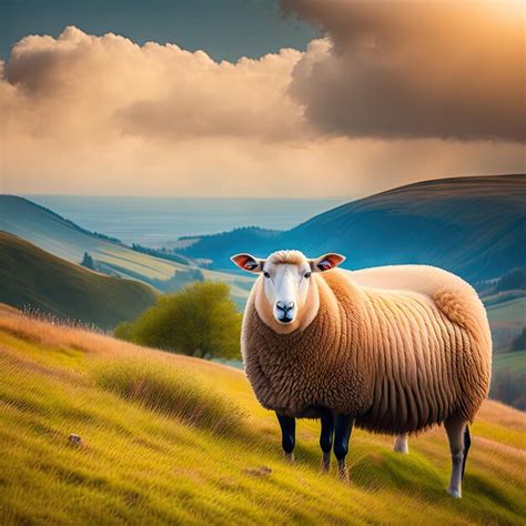 Premium Ai Image Sheep Grazing In A Grass Field Countryside Landscape