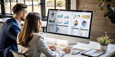 Innovative Business Analysis With Crm Data Ai Robot And Tablet Displaying Analytics Premium Ai