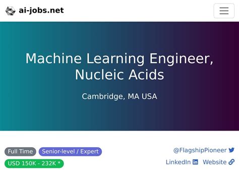 Hiring Machine Learning Engineer Nucleic Acids In Cambridge Ma Usa Raimljobs