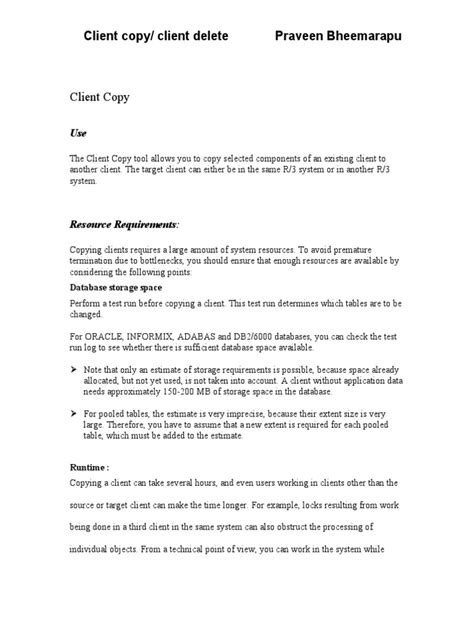 Sap Client Copy Client Delete Pdf Databases Computing