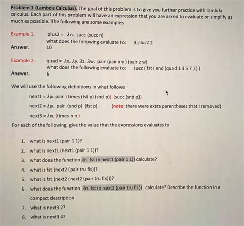 Problem Lambda Calculus The Goal Of This Problem Chegg