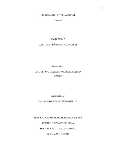 Evidencia 7 Cartilla Hábitos Saludables Cultura Física