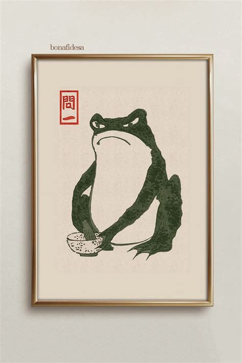 Japanese Matsumoto Hoji Frog Vintage Frog Woodblock Poster Ukiyo E