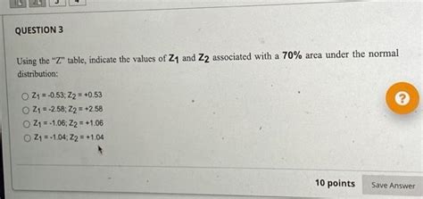 Solved QUESTION Using The Z Table Indicate The Values Chegg