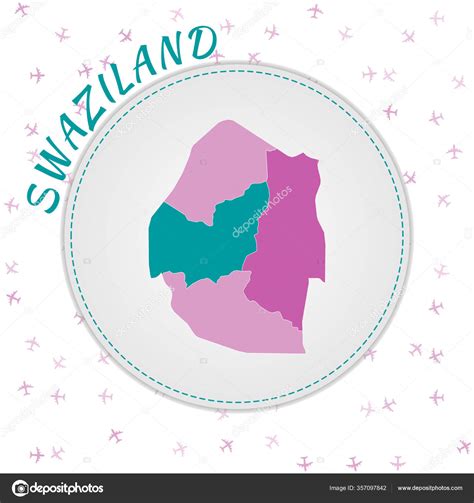 Swaziland Map Design Map Of The Country With Regions In Emeraldamethyst Color Palette Rounded