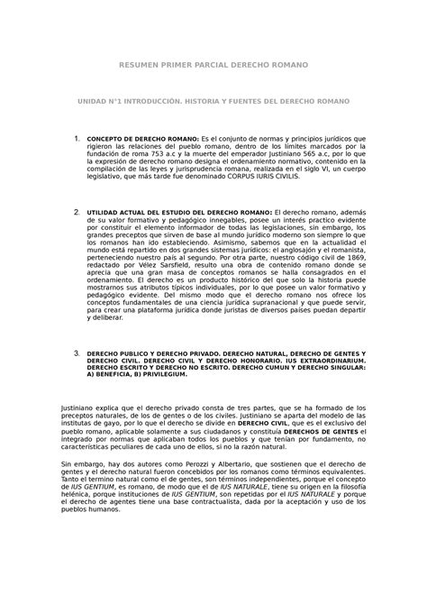 Resumen Primer Parcial Derecho Romano Resumen Primer Parcial Derecho