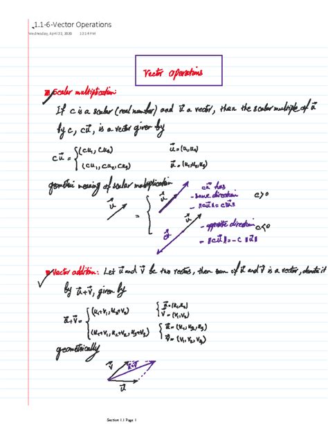 Vector Operations Math1229a 1 6 Vector Operations Wednesday