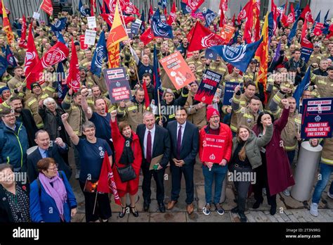 Firefighters From The Fire Brigades Union FBU Take Part In The Cuts