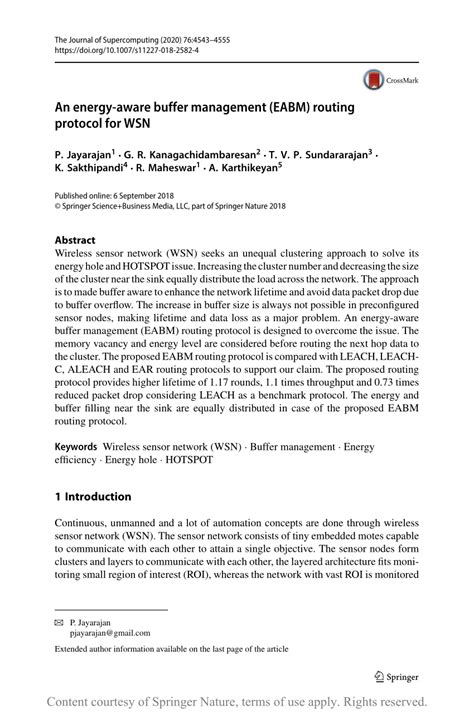 An Energy Aware Buffer Management Eabm Routing Protocol For Wsn