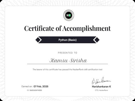 Python Hackerrank Certification Kamsu Sirisha
