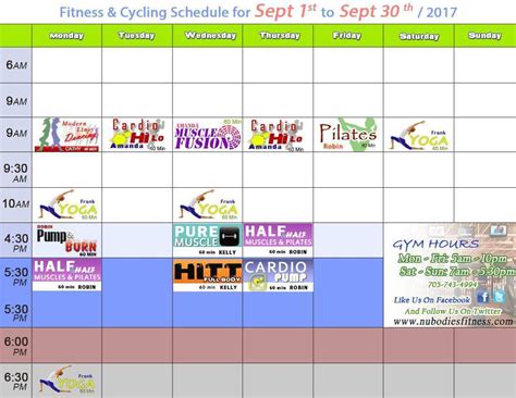 87 Free Printable Group Fitness Class Schedule Template In Word For