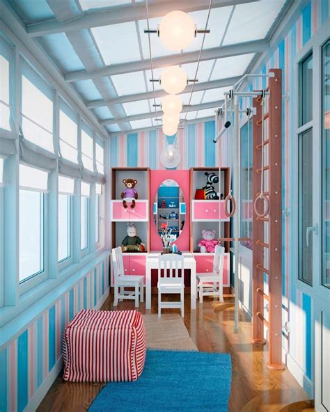 Идеи детской игровой комнаты на лоджии Интерьер Украшения для балкона Дизайн