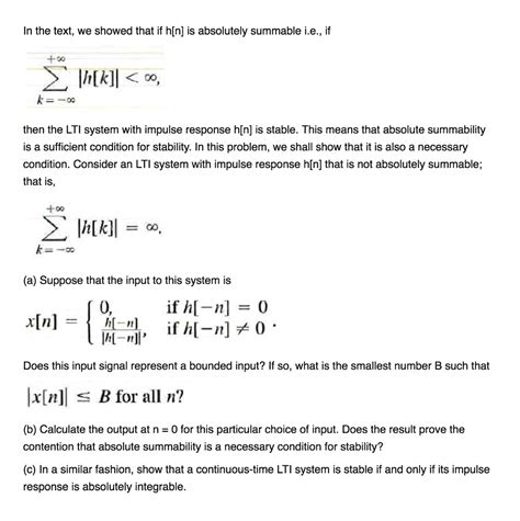 SOLVED In the text we showed that if h n is absolutely summable i e if âˆ h k