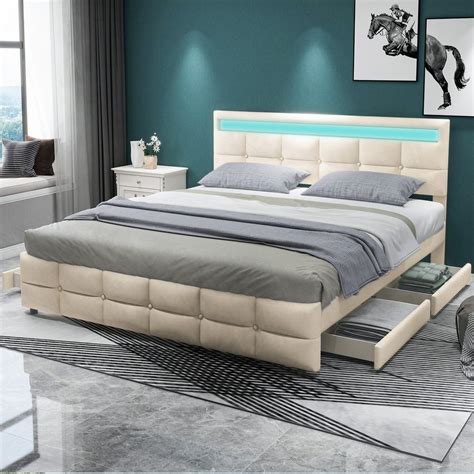 Modfu Polsterbett Doppelbett Polsterbett Kinderbett Mit 4 Schubladen