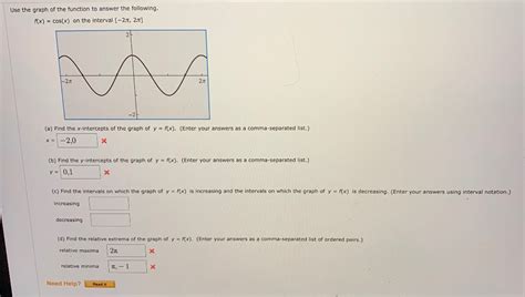 solved use the graph of the function to answer the