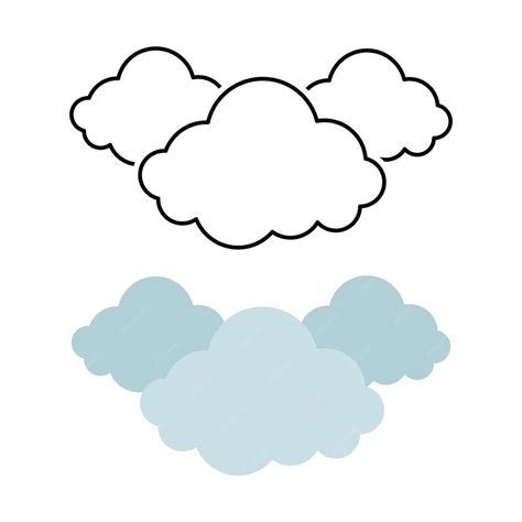 Premium Vector Outline And Flat Cloud Cluster