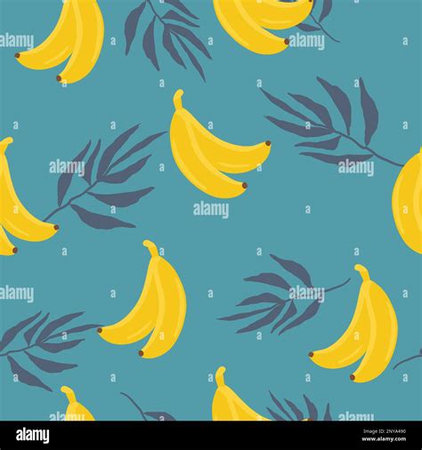 Cartoon Seamless Pattern With Bananas On Background Tropical Trendy