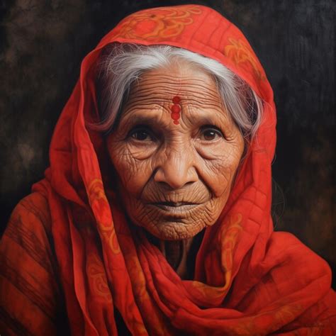 Premium Photo An Old Woman With A Red Scarf That Says Quot Old Lady Quot