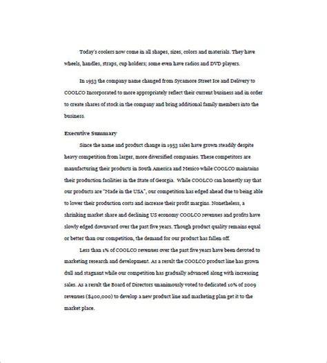 Marketing Plan Executive Summary Template
