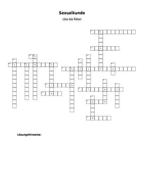 Kreuzworträtsel Sexualkunde Als Pdf Arbeitsblatt Schulraetsel De