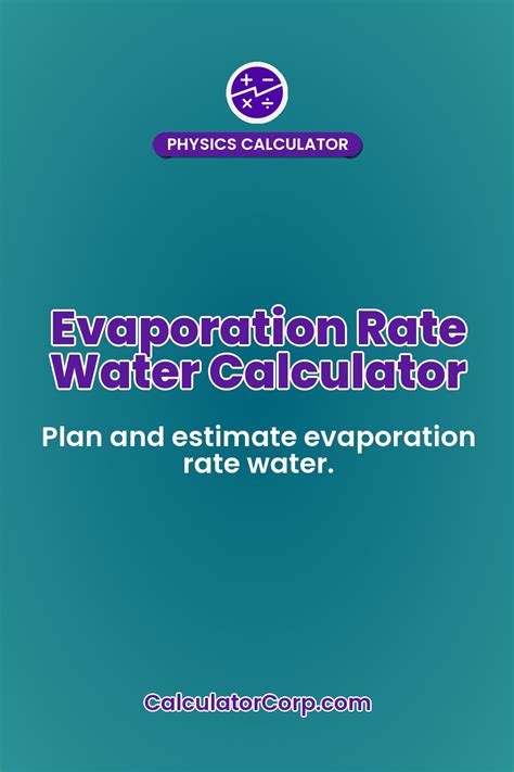 Evaporation Rate Water Calculator