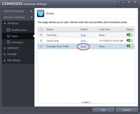 Scan Profiles Scan For Virus Antivirus Protection Endpoint Security Help