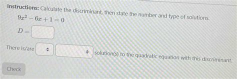 solved instructions calculate the discriminant then state the number