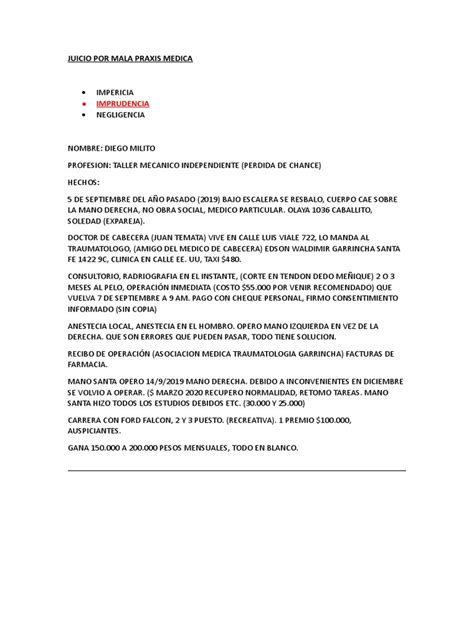 Juicio Por Mala Praxis Medica Pdf Justicia Crimen Y Violencia