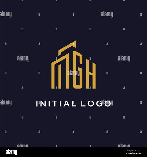 Gh Initial Monogram With Building Logo Design Vector Graphic Stock