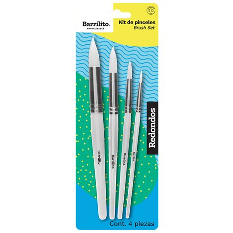Pinceles Redondos 4 Piezas Barrilito Delsol