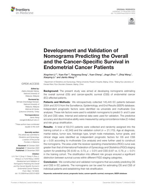 Pdf Development And Validation Of Nomograms Predicting The Overall