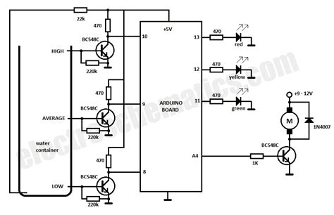 Arduino Water Level Sensor Schematic