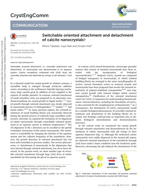 Pdf Switchable Oriented Attachment And Detachment Of Calcite Nanocrystals