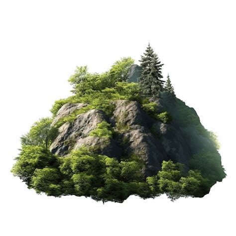 Premium Photo Rock Mountain Hill With Green Forest Isolate On White
