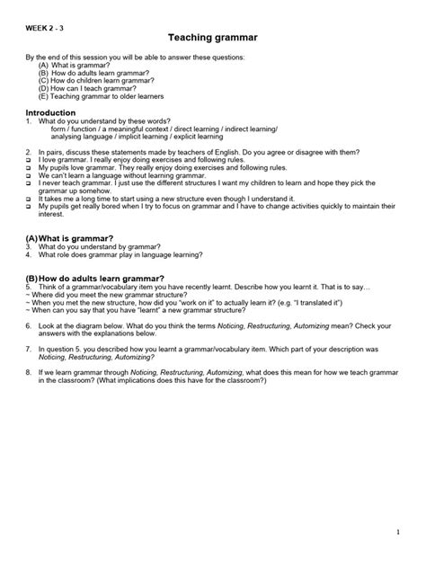 Methodology Teaching Grammar And Vocabulary 1 Pdf Learning Vocabulary