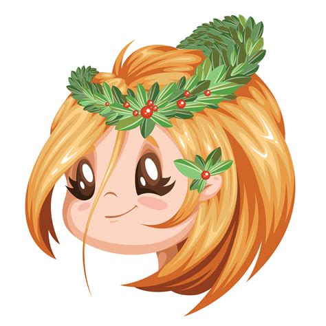 Cartoon Girl Wearing Wreath 1047478 Vector Art At Vecteezy