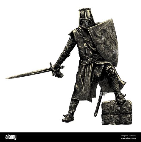 Medieval Knight Attack Silhouette Illustration Medieval Battle