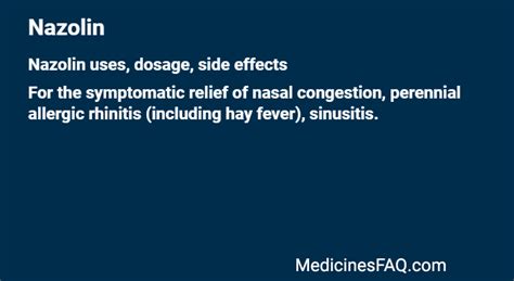 Nazolin Uses Dosage Side Effects Food Interaction And Faq