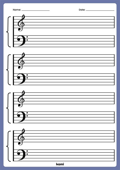 Music Notes Template Blue Border For Teachers Perfect For Grades