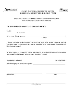 Fillable Online MLS Address Witholding Formdoc Fax Email Print PdfFiller