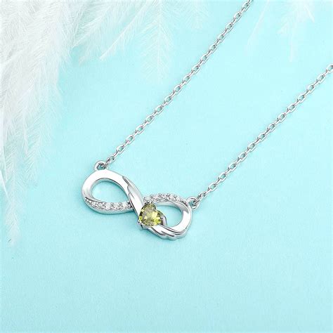 Custom Birthstone Infinity Necklace With Wings Sterling Silver 925