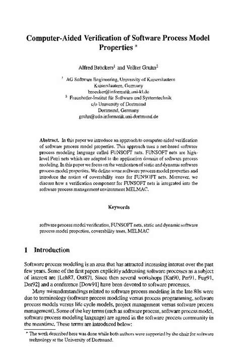 Pdf Computer Aided Verification Of Software Process Model