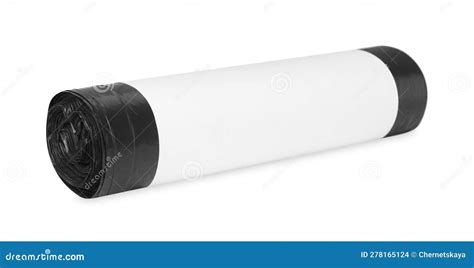 Rollo De Bolsas Negras De Basura Aisladas En Blanco Foto De Archivo