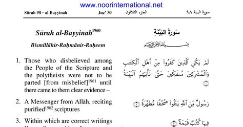 Surah Al Bayyinah With Urdu Translation Khawab Ki Tab