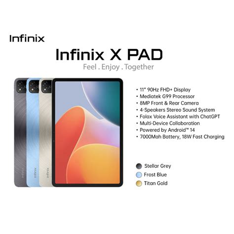 Infinix X PAD GB RAM GB ROM Hz FHD Display Mediatek G Processor MAh