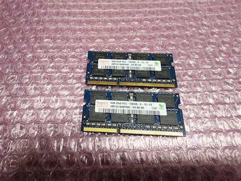 【やや傷や汚れあり】即決 Hynix製 Ddr3 4gb×2枚 合計8gb Pc3 10600s Pc3 8500s互換 So Dimm 送料