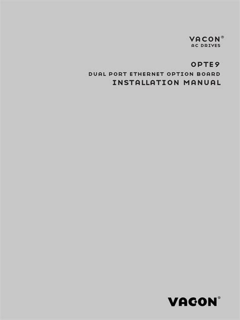 Vacon Opte9 Dual Port Ethernet Board Manual Dpd01583e Uk Download