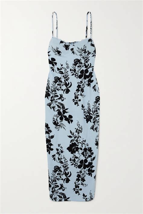 Reformation Pennington Lace Trimmed Floral Print Crepe Midi Dress In
