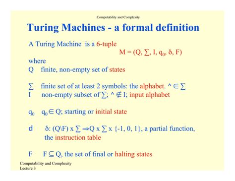 Turing Machines A Formal Definition