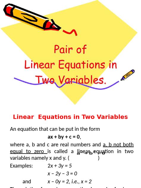 Pair Of Linear Equations In Two Variables Pdf Equations Line Geometry
